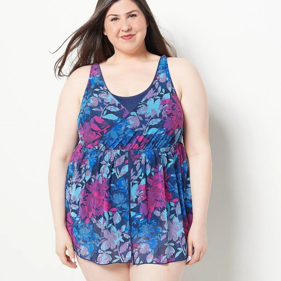 Denim&Co | Swim | Denim Co Beach Vneck Surplice Layered Swim Dress 664 ...